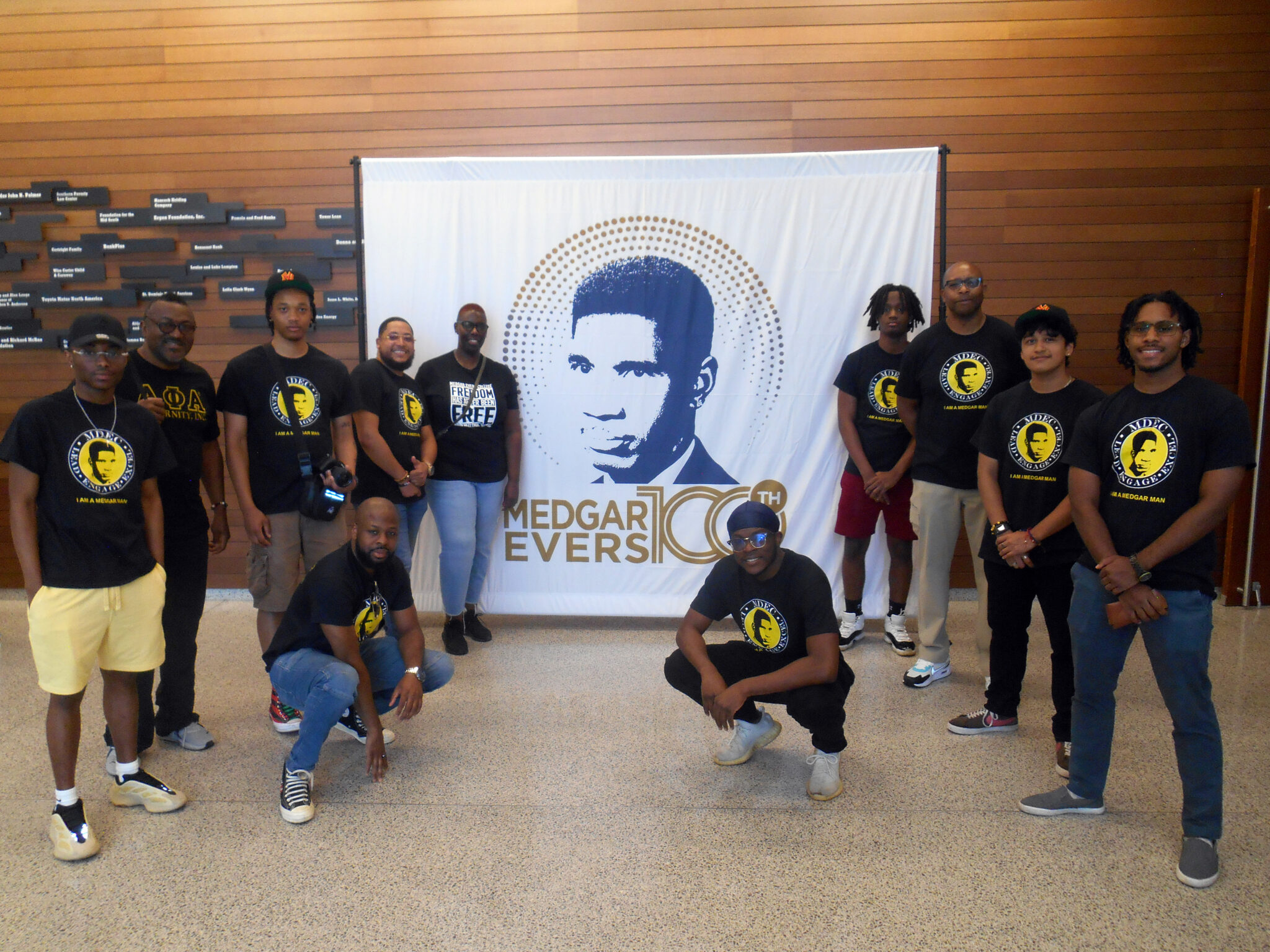 Pair of Medgar Evers College students interviewed by ABC as they visit Medgar Wiley Evers ...